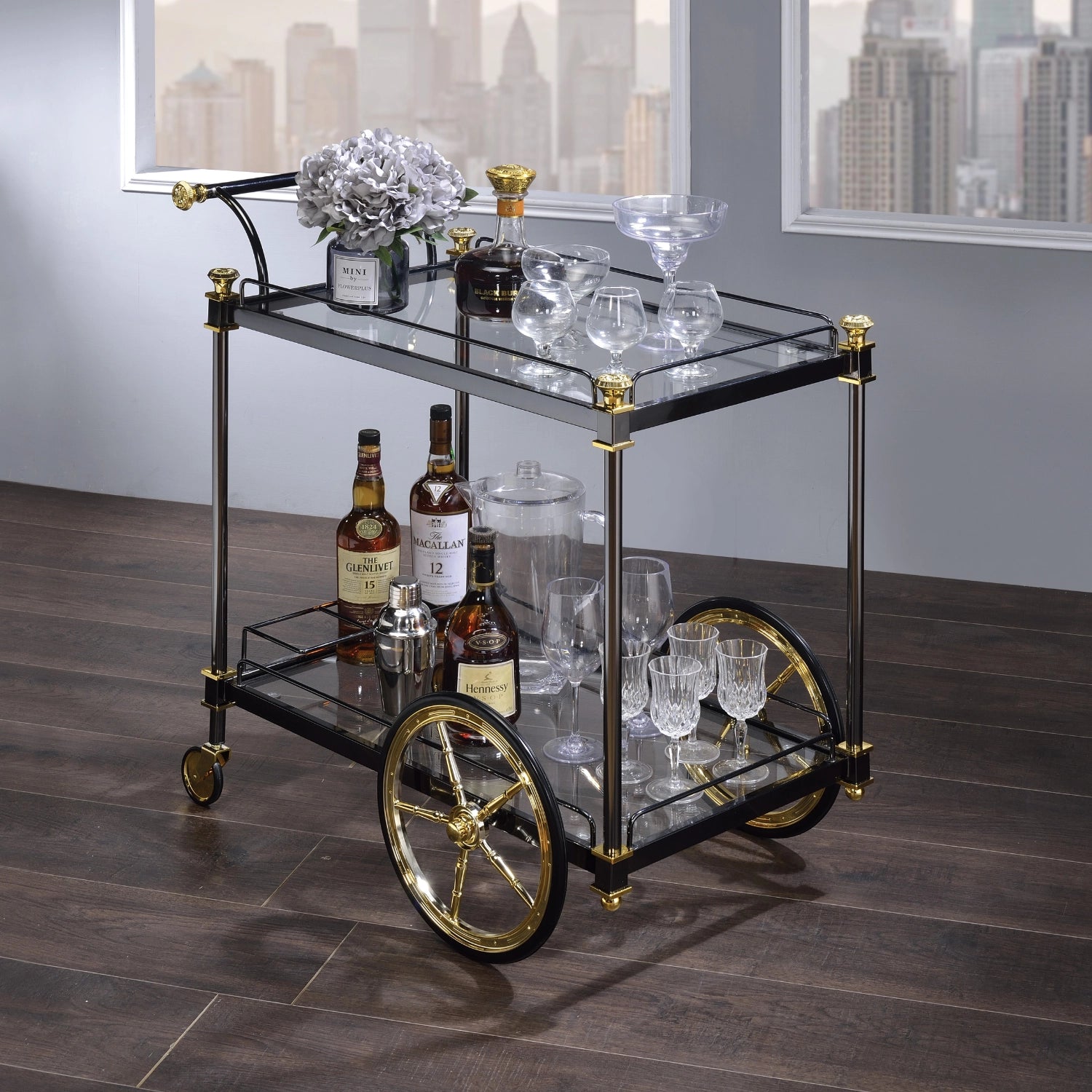 black serving trolley