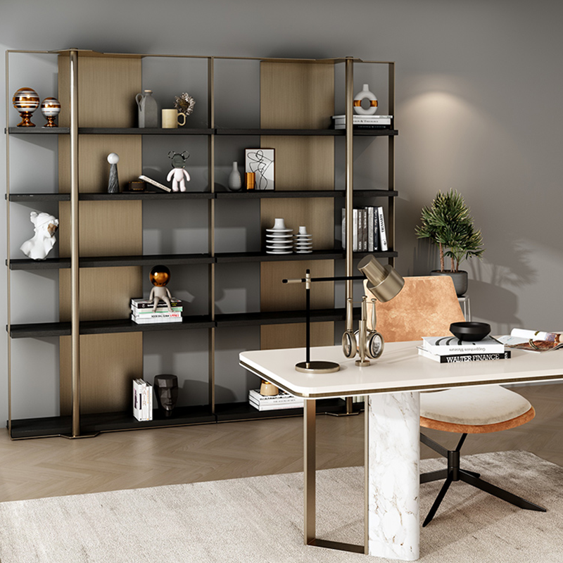 Minimalist Italian Stainless Steel Bookshelf - Luxury Rack – CharmyDecor