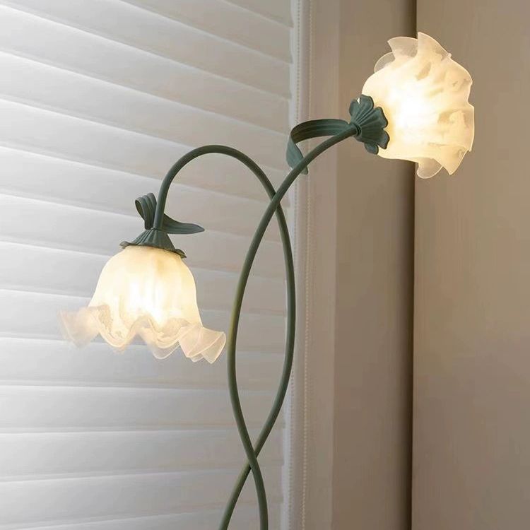 Modern Green Floor Lamp with White Glass Shades – CharmyDecor