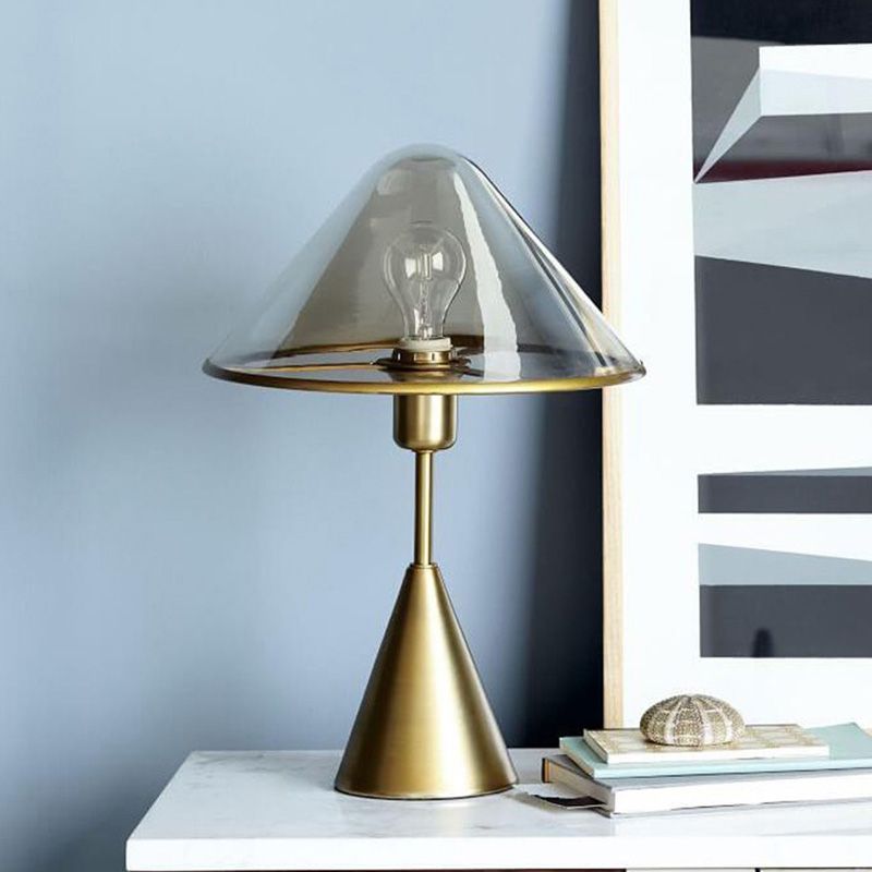 Elegant Gold Wrought Iron Table Lamp with Glass Shade – CharmyDecor