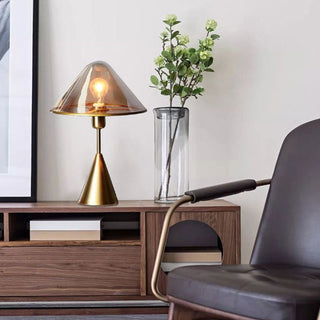 Elegant Gold Wrought Iron Table Lamp with Glass Shade – CharmyDecor