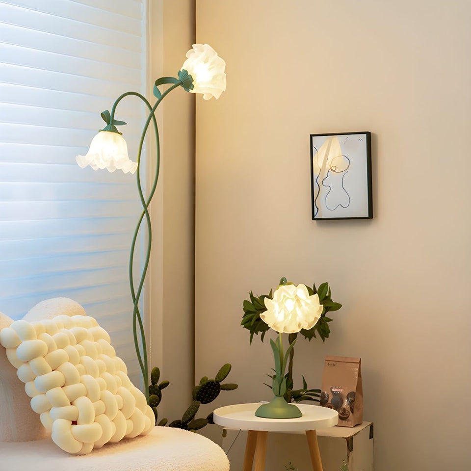 Modern Green Floor Lamp with White Glass Shades – CharmyDecor