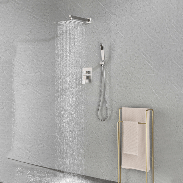10" Brushed Gold Rainfall Shower System with Handheld – CharmyDecor