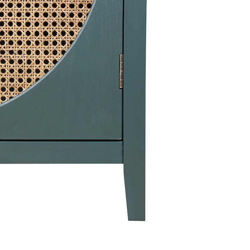 31.5" Dark Green Rattan Cabinet with Semicircle Doors – CharmyDecor