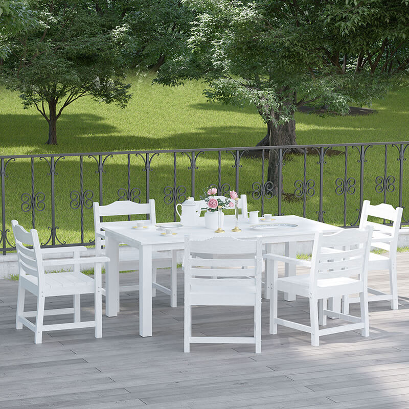 White HIPS Rectangular Outdoor Dining Table - All-Weather – CharmyDecor