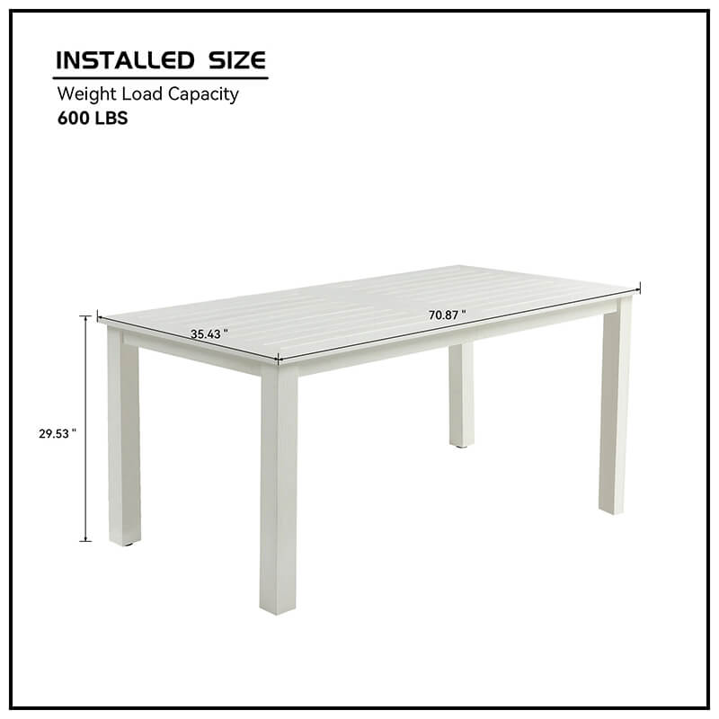 White HIPS Rectangular Outdoor Dining Table - All-Weather – CharmyDecor