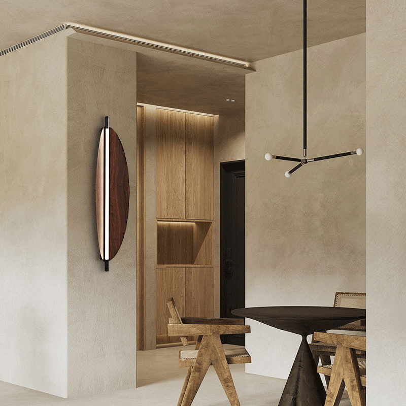 Nordic Japanese LED Wall Lamp - Long Wood Grain Design – CharmyDecor