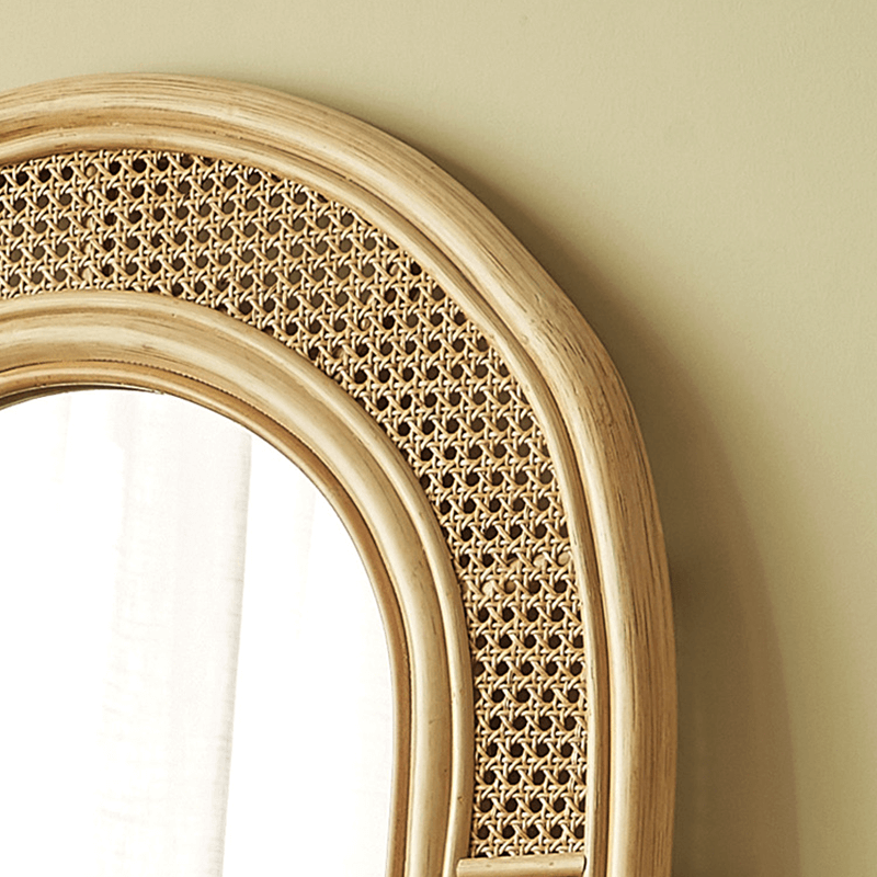 Boho Rattan Frame Full Length Mirror - Stylish Decor Piece – CharmyDecor