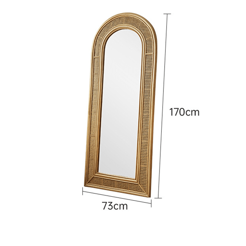 Boho Rattan Frame Full Length Mirror - Stylish Decor Piece – CharmyDecor