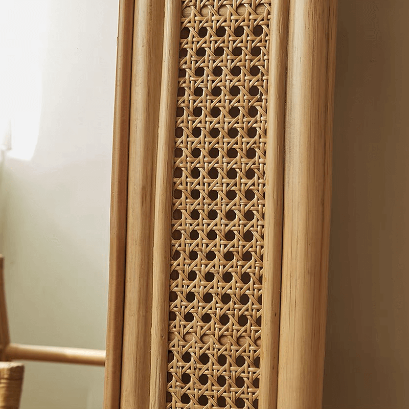 Boho Rattan Frame Full Length Mirror - Stylish Decor Piece – CharmyDecor