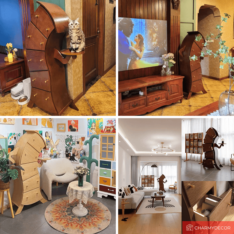 Modern Akimbo Robot Solid Wood Cabinet - Sleek Design – CharmyDecor