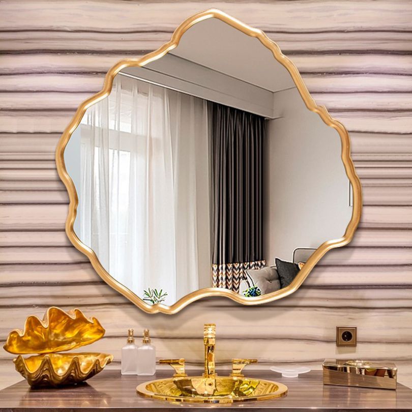 Asymmetrical Gold Vanity Wall Mirror - Modern Design – CharmyDecor