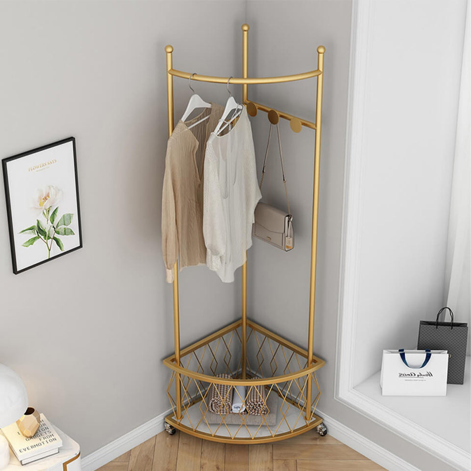 Mobile Corner Floor Coat Rack with Wheels for Space Saving – CharmyDecor
