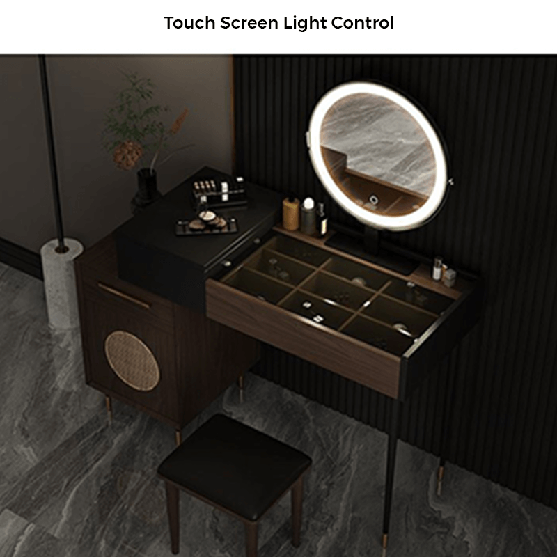 Eva Dressing Table with LED Mirror - Vanity with LED Mirror - CharmyDecor