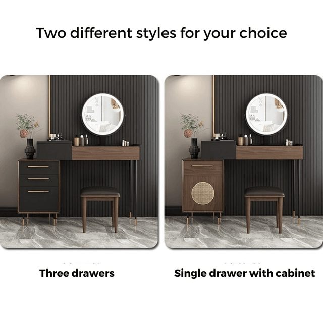 Eva Dressing Table with LED Mirror - Vanity with LED Mirror - CharmyDecor