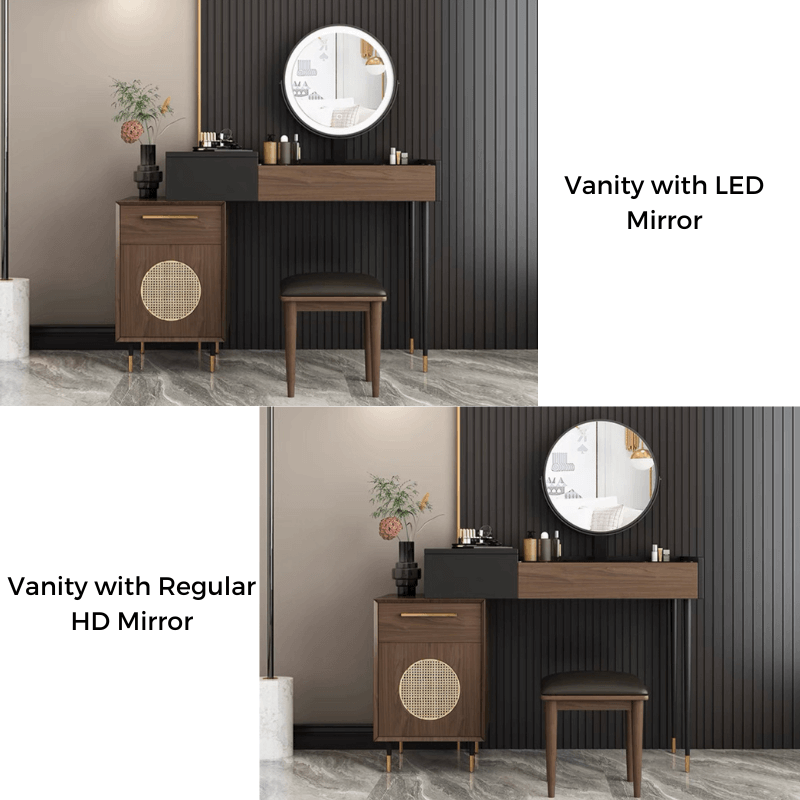 Eva Dressing Table with LED Mirror - Vanity with LED Mirror - CharmyDecor