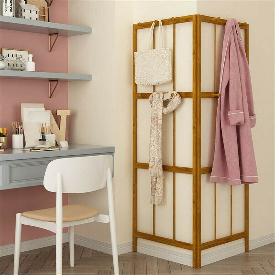 Folding Bamboo Coat Stand for Corner Spaces – CharmyDecor