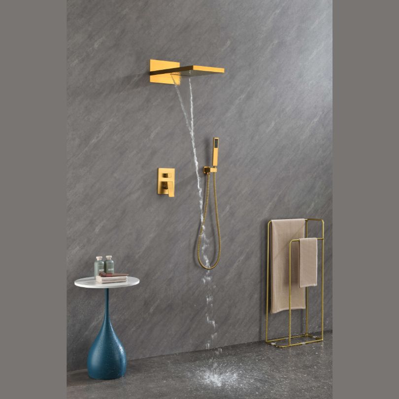 10" Brushed Gold Rainfall Shower System with Handheld – CharmyDecor