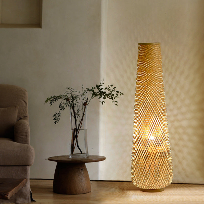 Stylish Bamboo Weave LED Floor Lamp for Modern Lofts – CharmyDecor
