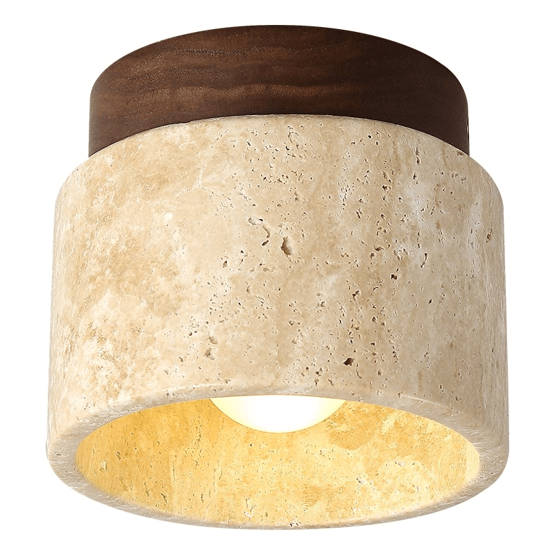 Elegant Japanese Travertine Round Ceiling Light Fixture – CharmyDecor