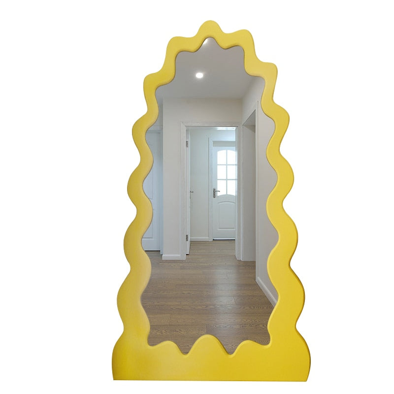 Contemporary Yellow Wavy Frame Floor Mirror Decor – CharmyDecor