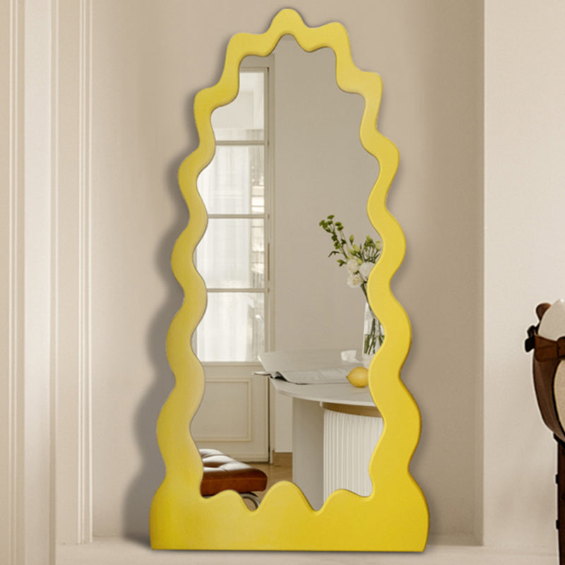 Contemporary Yellow Wavy Frame Floor Mirror Decor – CharmyDecor