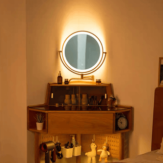 Contemporary Corner Makeup Vanity Table with Mirror – CharmyDecor