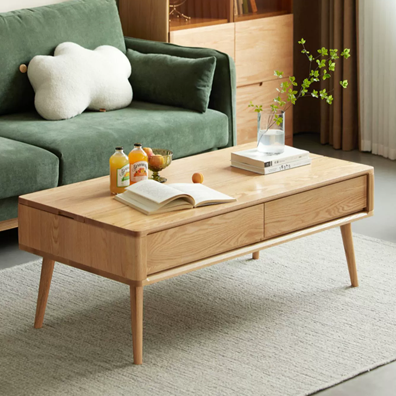 Wooden Coffee Table with Sliding Rail Doors – CharmyDecor
