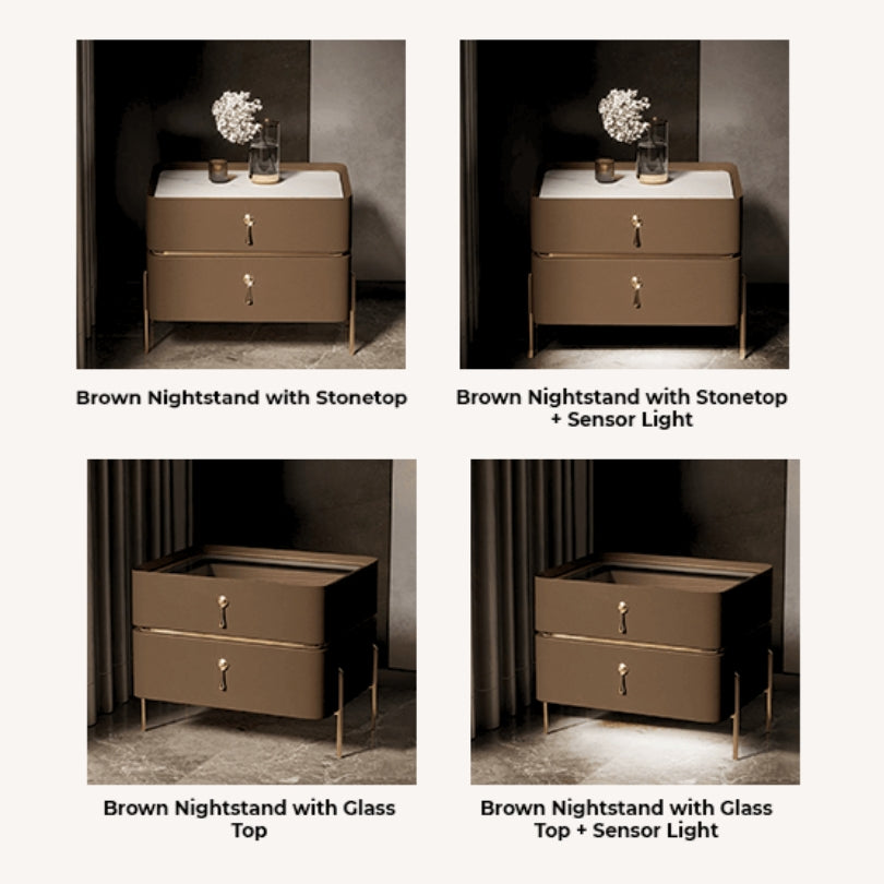 Elegant Bedside Nightstand with Gold Accent - Modern Design – CharmyDecor