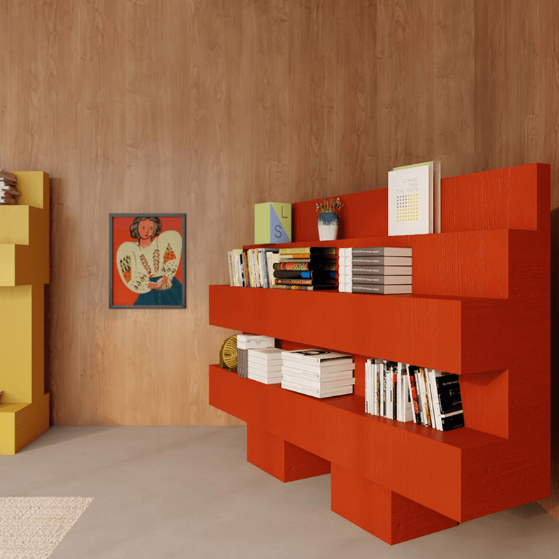 Stylish Modern Minimalist Red Bookcase for Home Décor – CharmyDecor