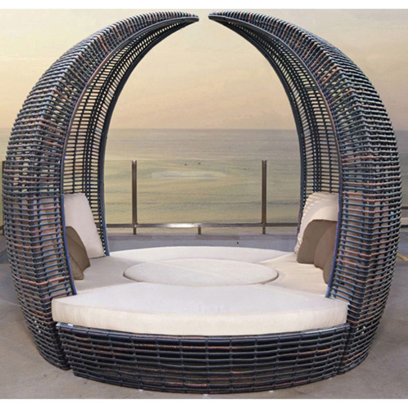 Contemporary Modular Rattan Daybed for Poolside Relaxation – CharmyDecor