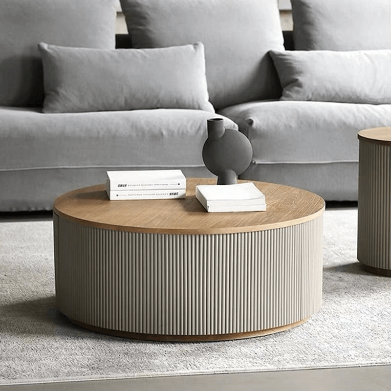 Stylish Round Coffee Table with Concealed Storage Drawers – CharmyDecor