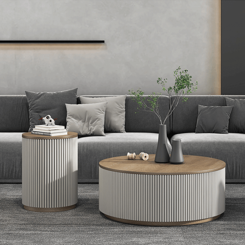 Stylish Round Coffee Table with Concealed Storage Drawers – CharmyDecor