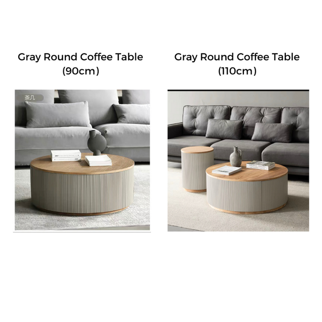 Modern Round Coffee Table with Hidden Drawers – CharmyDecor