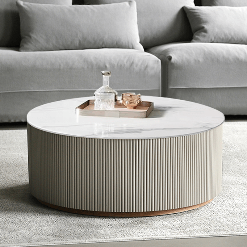 Stylish Round Coffee Table with Concealed Storage Drawers – CharmyDecor