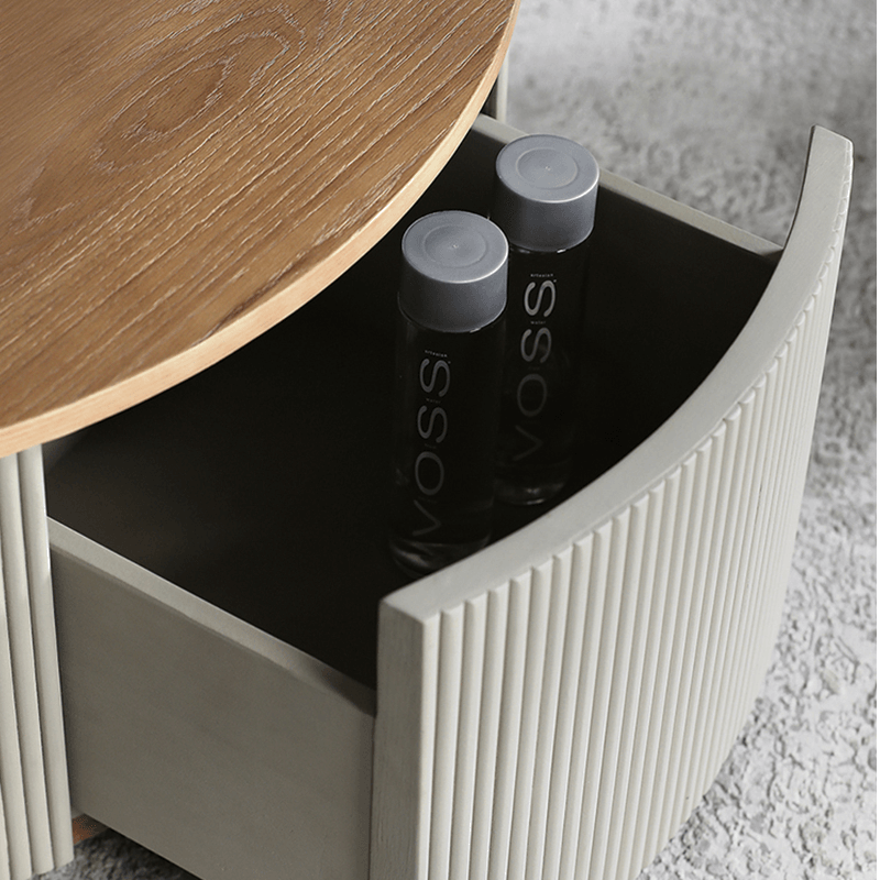 Stylish Round Coffee Table with Concealed Storage Drawers – CharmyDecor