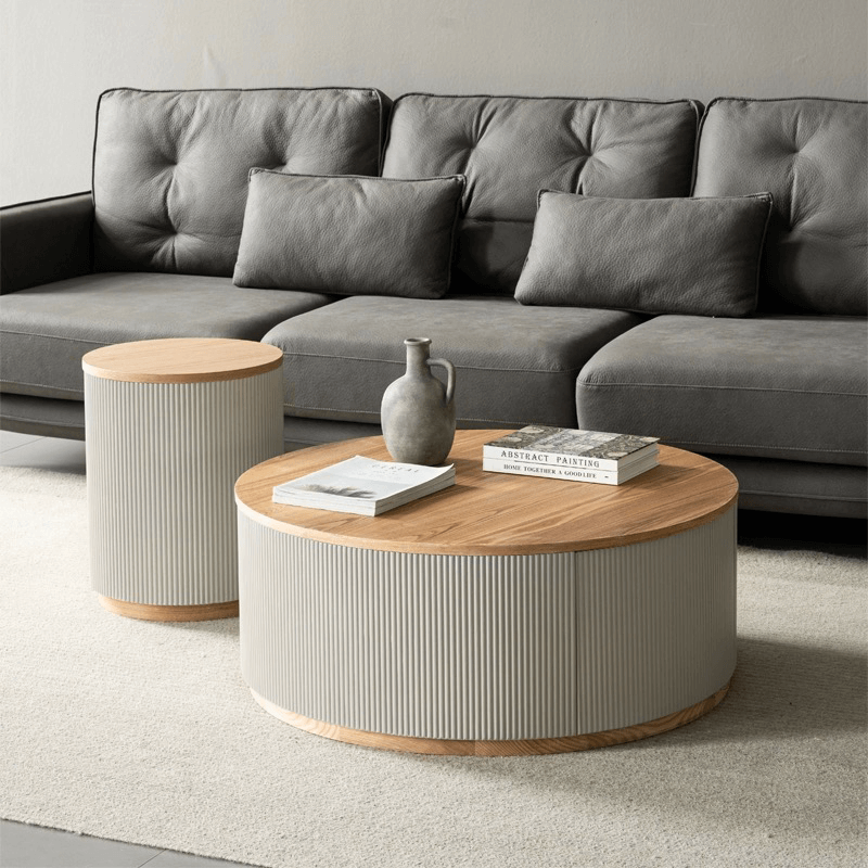 Stylish Round Coffee Table with Concealed Storage Drawers – CharmyDecor