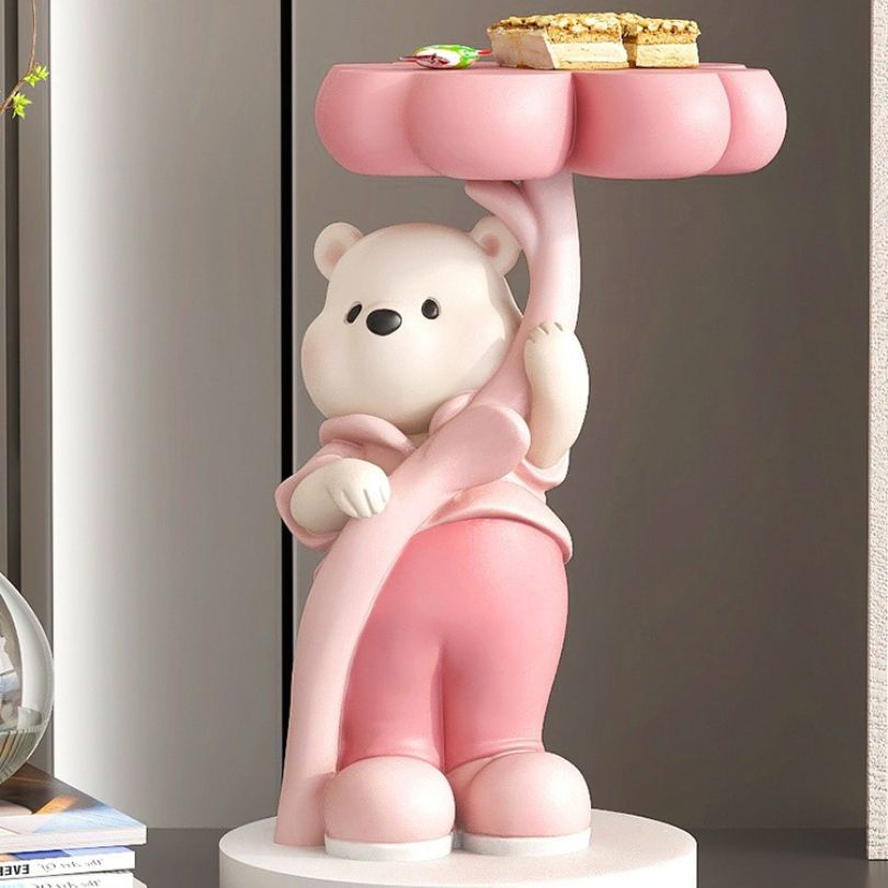 Modern Standing Bear Sculpture With Tray Top - CharmyDecor