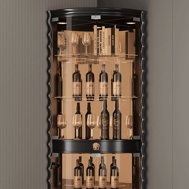 Contemporary Triangle Wine Cabinet with Glass Front Door – CharmyDecor