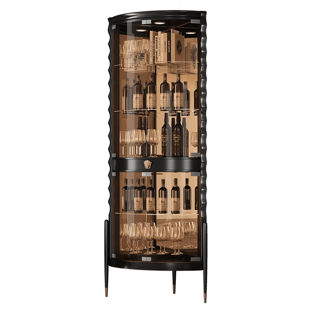 Contemporary Triangle Wine Cabinet with Glass Front Door – CharmyDecor