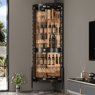 Contemporary Triangle Wine Cabinet with Glass Front Door – CharmyDecor