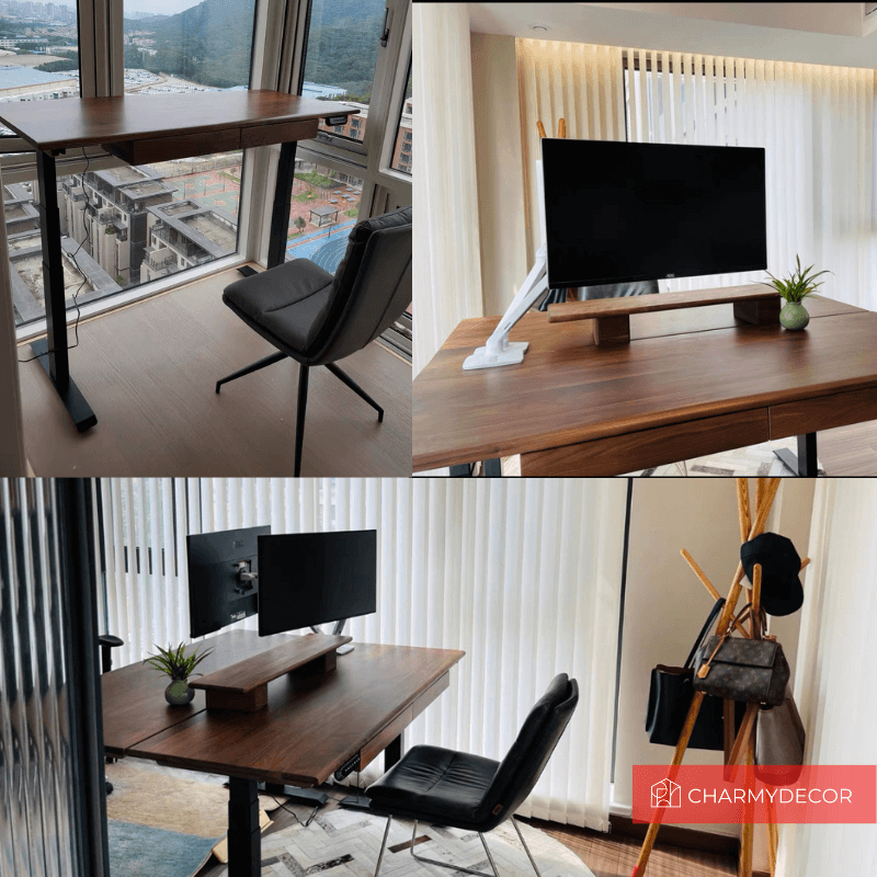 Height Adjustable Electric Desk - Modern Walnut Finish – CharmyDecor