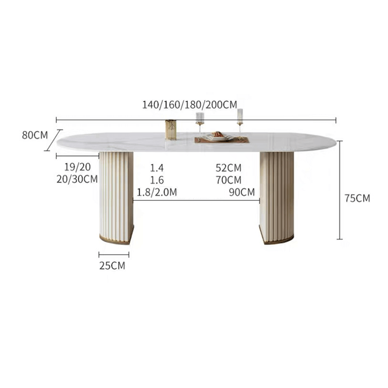 Sleek Oval Marble Dining Table in Elegant White Finish – CharmyDecor