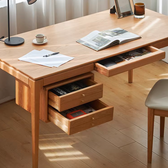 Nordic Cherry Wood Office Desk with Drawers – CharmyDecor