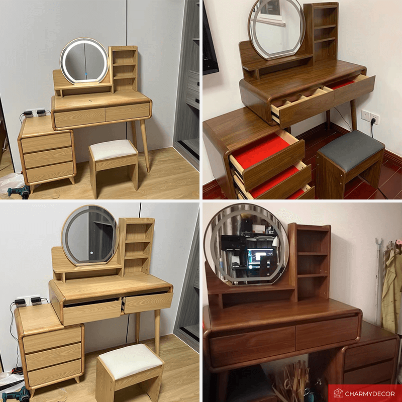 Nordic Solid Wood Dressing Table - CharmyDecor