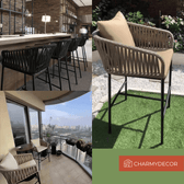 Rattan High Bar Table and Chair Set- CharmyDecor
