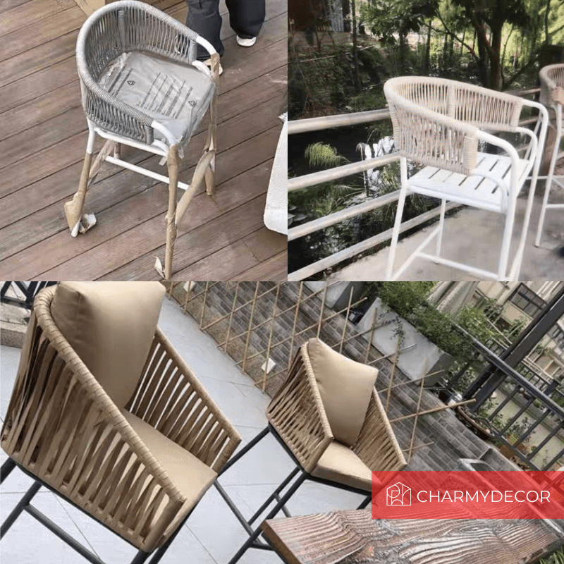 Rattan High Bar Table and Chair Set- CharmyDecor