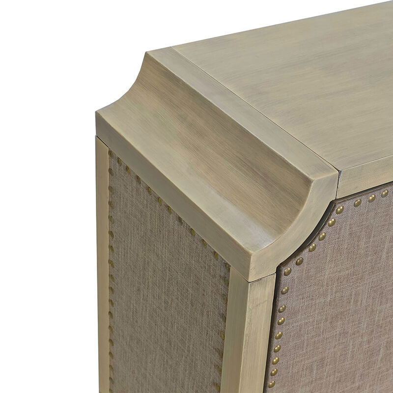 Retro Industrial Natural Rivet 4-Door Cabinet with Linen Decorated Doo ...