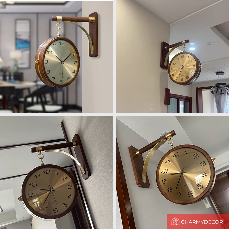 Contemporary Minimalist Double-Sided Wall Clock – CharmyDecor