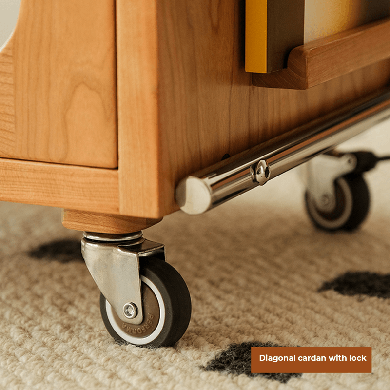 Robot-Shaped Wooden Sofa Side Table with Wheels & Rack – CharmyDecor